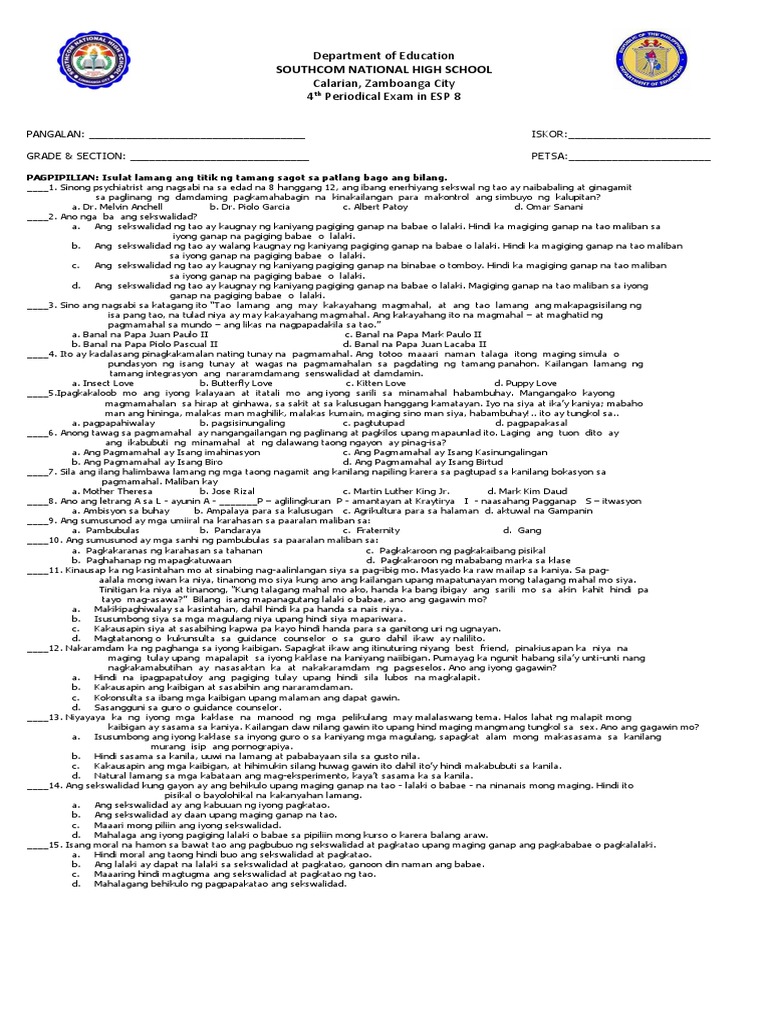 ESP8 4th Grading Exam | PDF