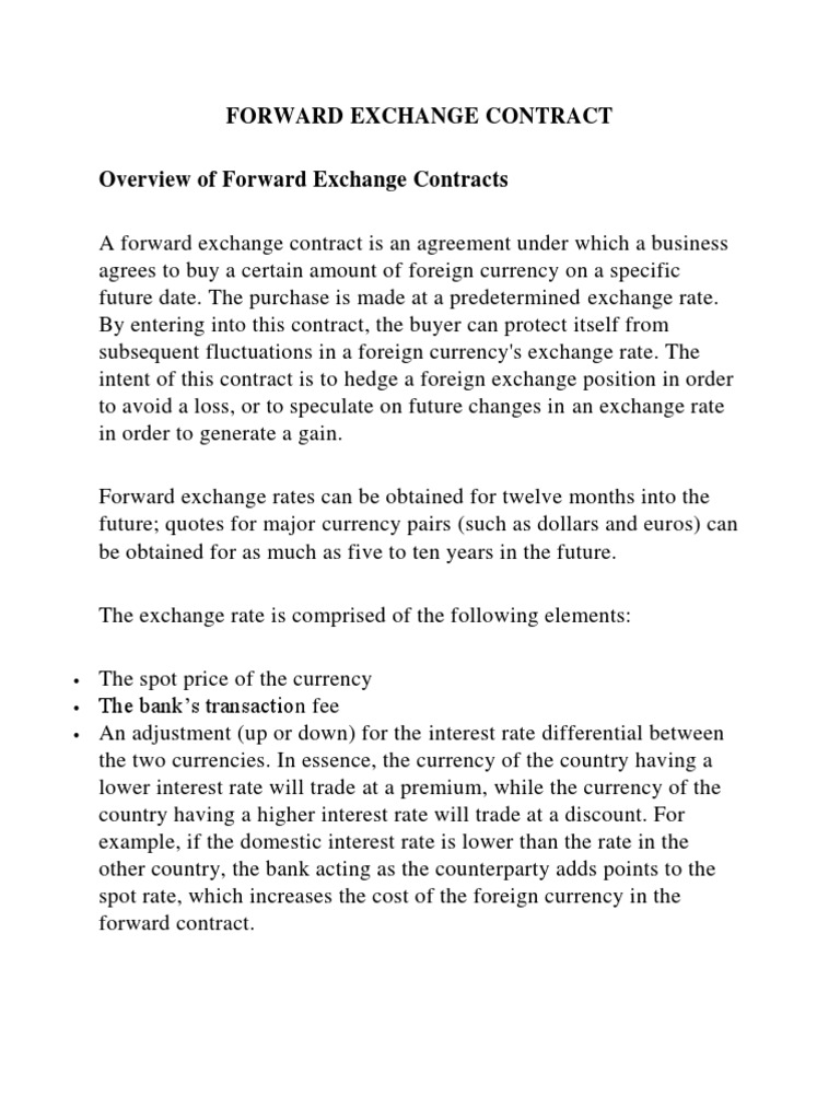 Forward Exchange Contract | PDF | Spot Contract | Exchange Rate
