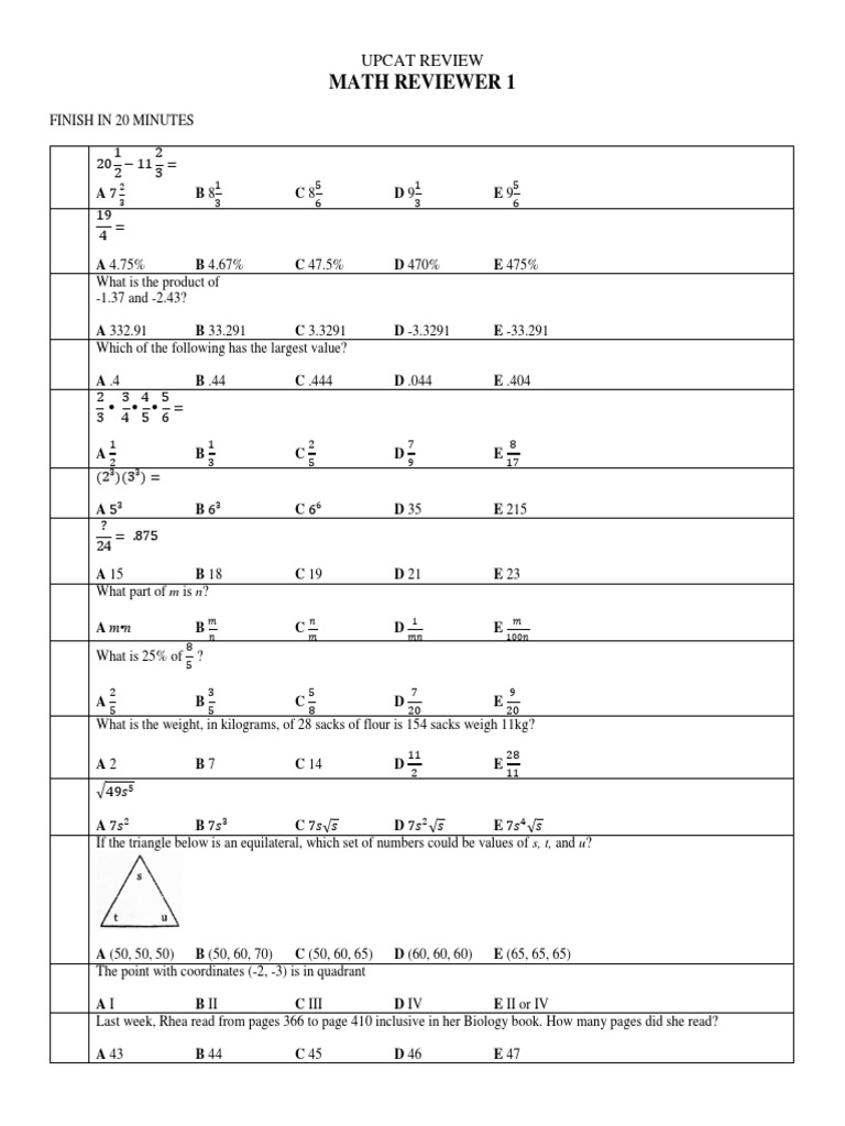 Upcat Reviewer | PDF | Euclid | Space