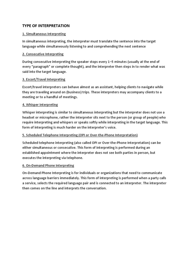Types of Interpretation Explained | PDF | Language Interpretation ...