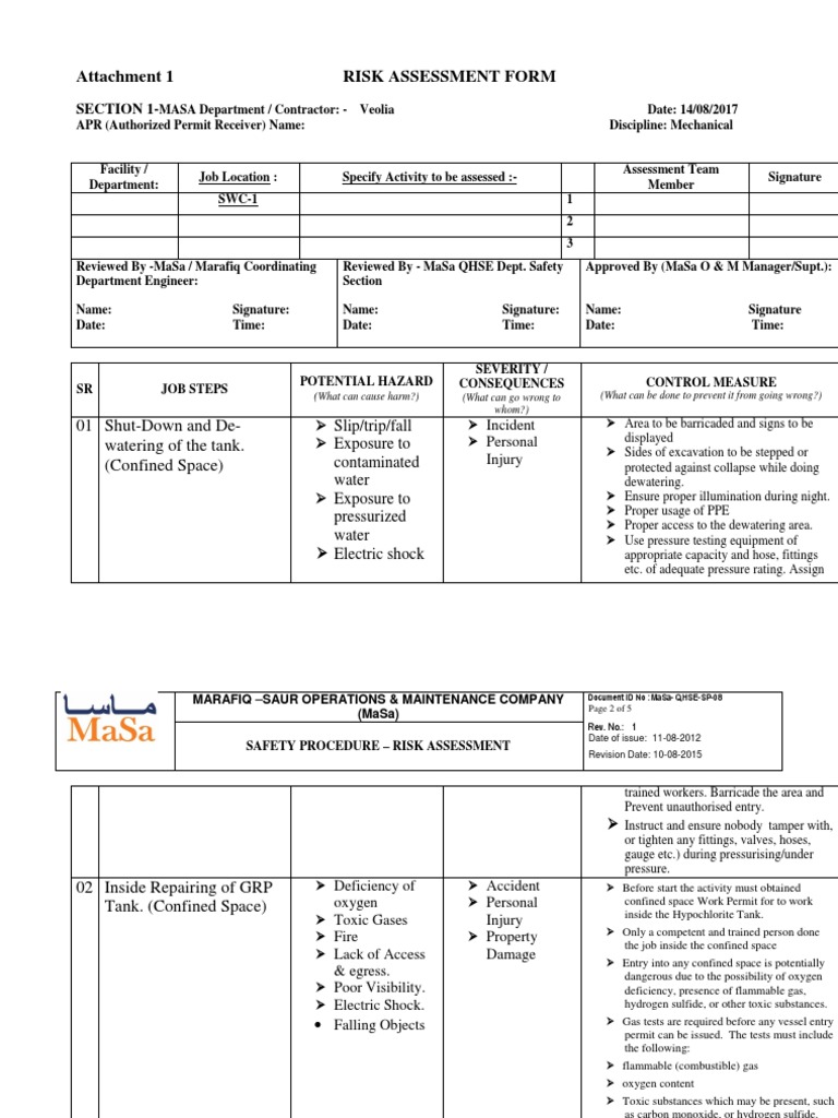 Marafiq Risk Assessment 02 | PDF | Prevention | Gases