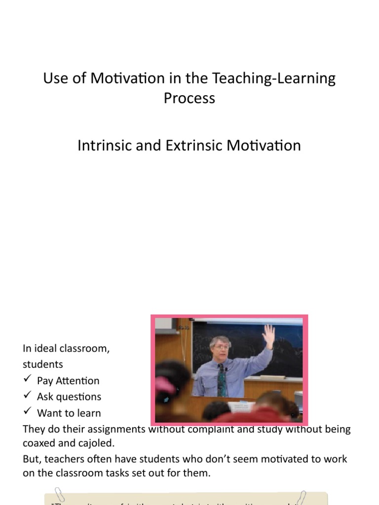 Use of Motivation in The Teaching-Learning Process Intrinsic and ...