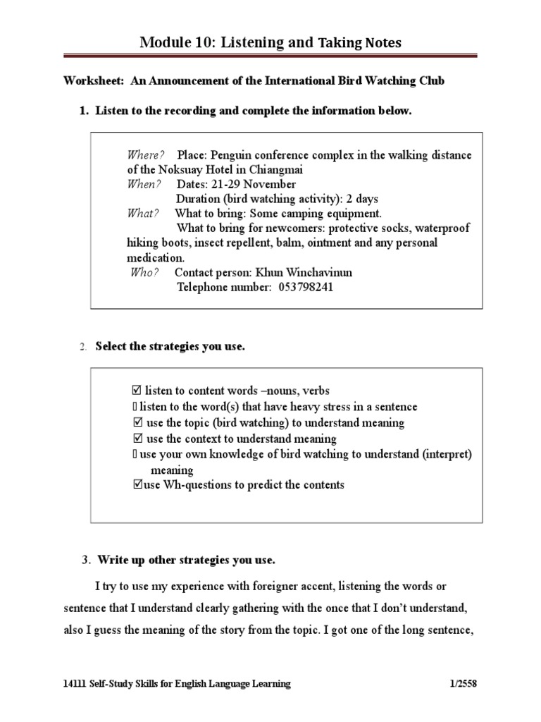 Module 10 Listening and Taking Notes Group | PDF | Language Arts ...