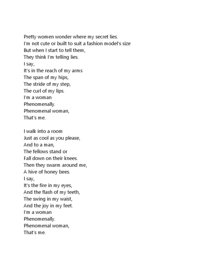 Phenomenal Woman Poem