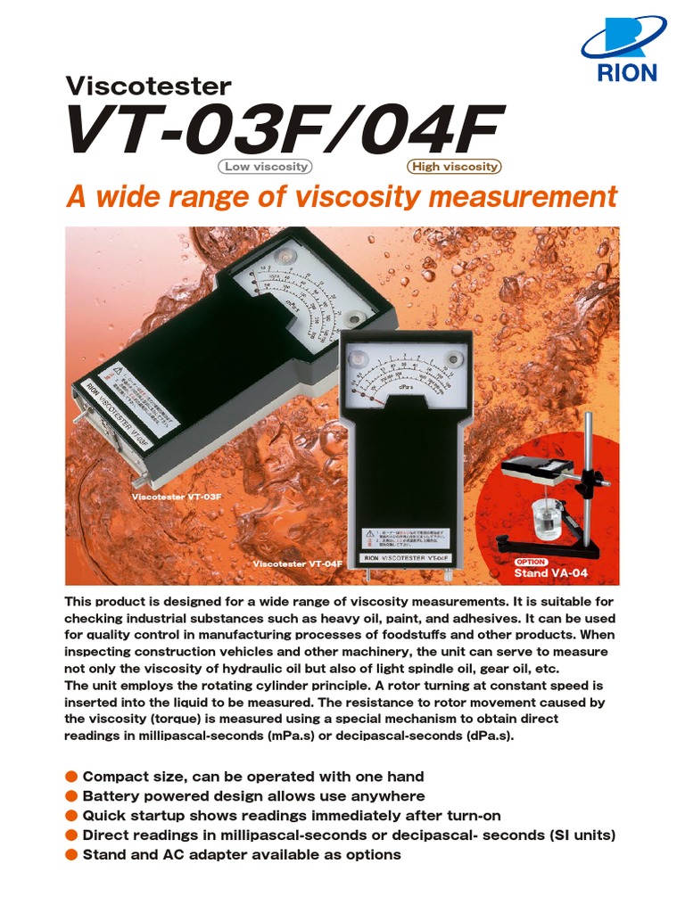 Brochure RION Viscometer | PDF | Viscosity | Mechanical Engineering