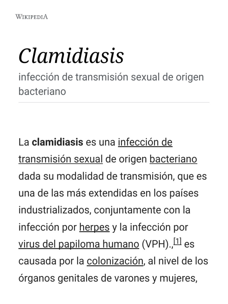 Clamidiasis - Wikipedia, La Enciclopedia Libre | PDF | Infección ...