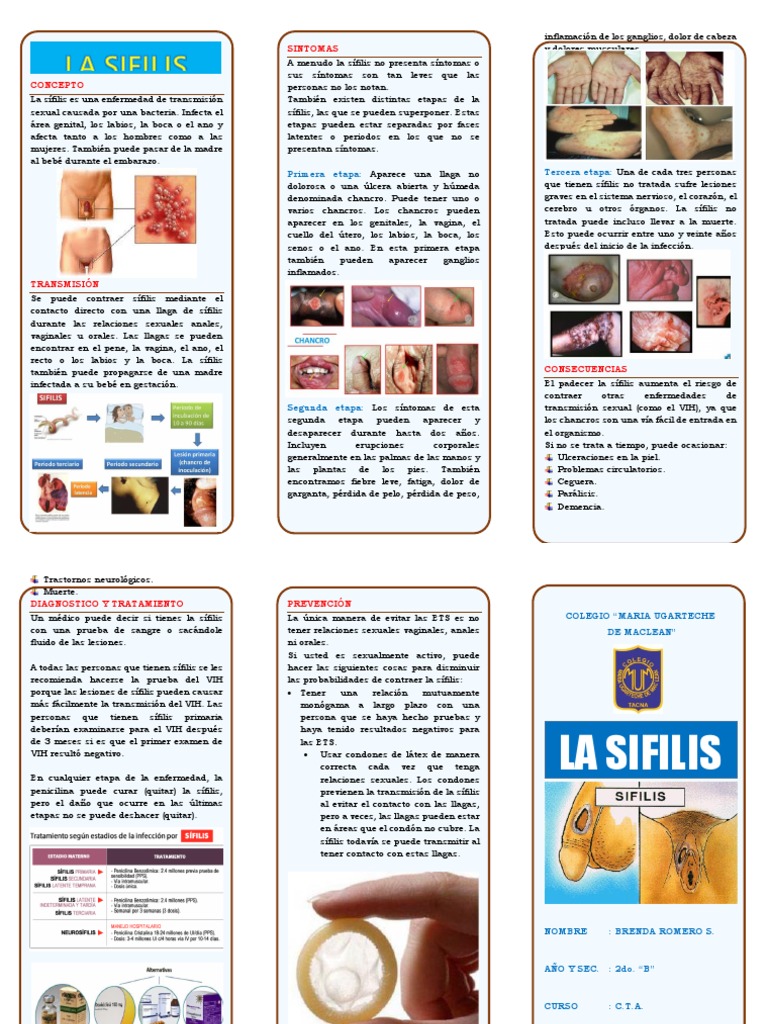 TRIPTICO LA SIFILIS.docx | Infección transmitida sexualmente | El embarazo