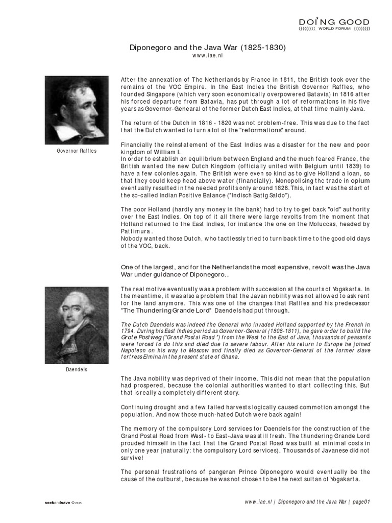 Diponegoro and The Java War (1825-1830) : Doing Good | PDF