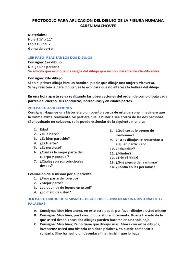 Protocolo para Aplicar DFH - Karen Machover | PDF