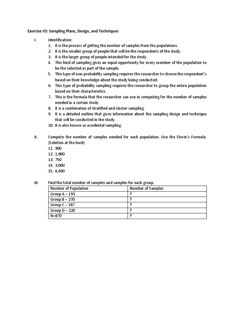 Sampling Plans, Design, and Technique