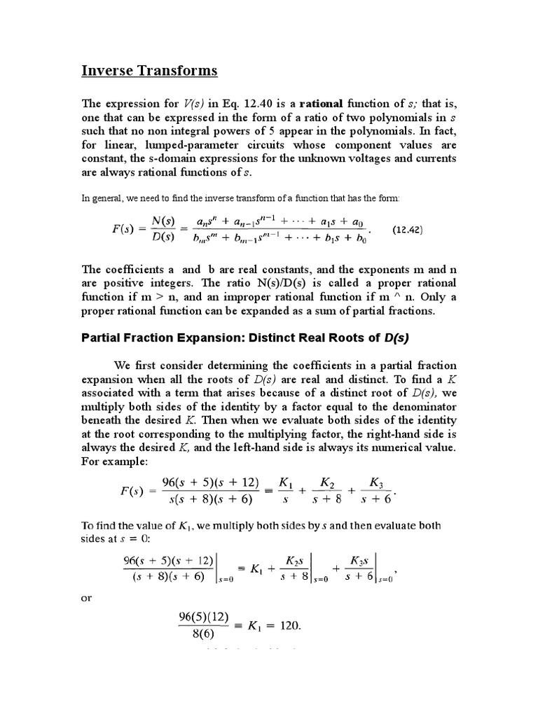 Inverse Laplace Transform | PDF | Fraction (Mathematics) | Factorization
