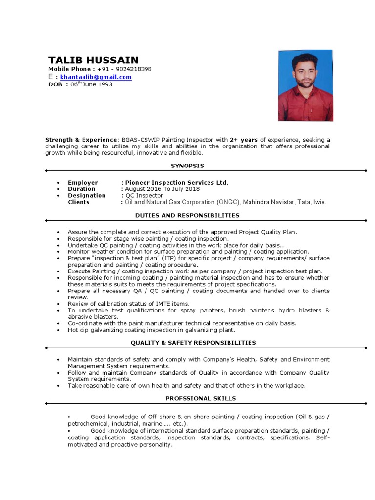 Talib Hussain's Resume: Seeking a Challenging Career to Utilize Skills ...