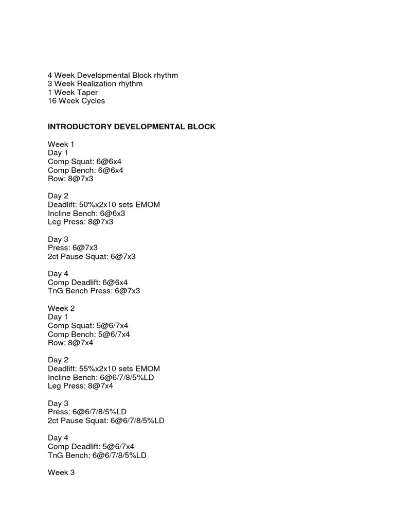 My Rts Training Pdf Games Of Physical Skill Weight Training