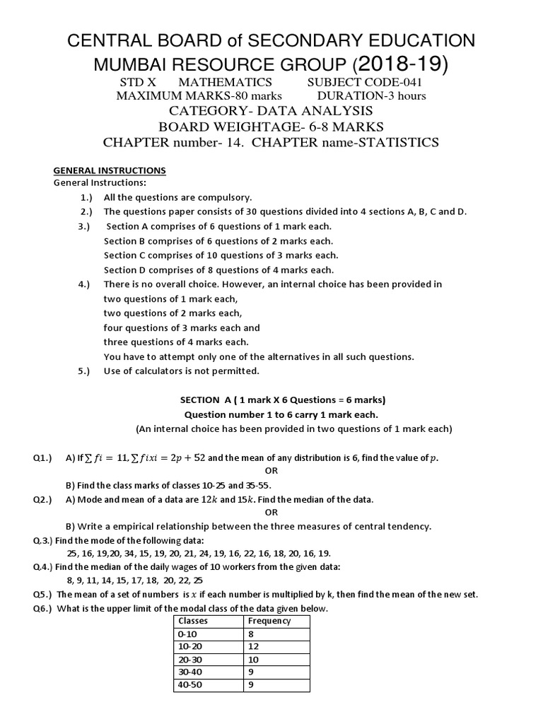 SQP ch14 MS PDF | Download Free PDF | Mean | Mode (Statistics)
