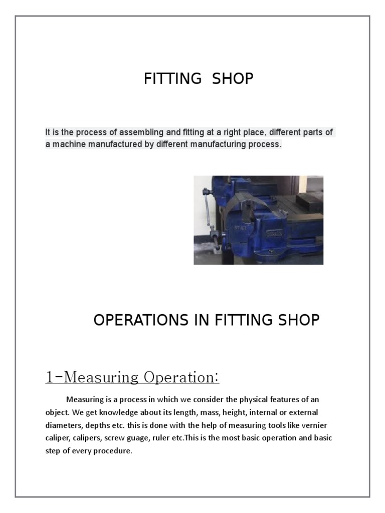 Fitting Shop | PDF | Machining | Drilling