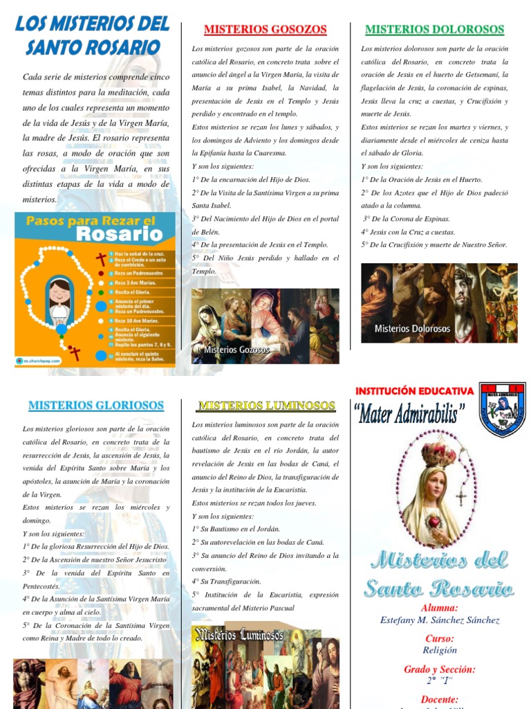 Misterios Del Santo Rosario Pdf Rosario María Madre De Jesús