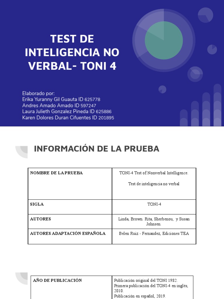 Test de Inteligencia No Verbal - Toni 4 | PDF | Cociente de ...