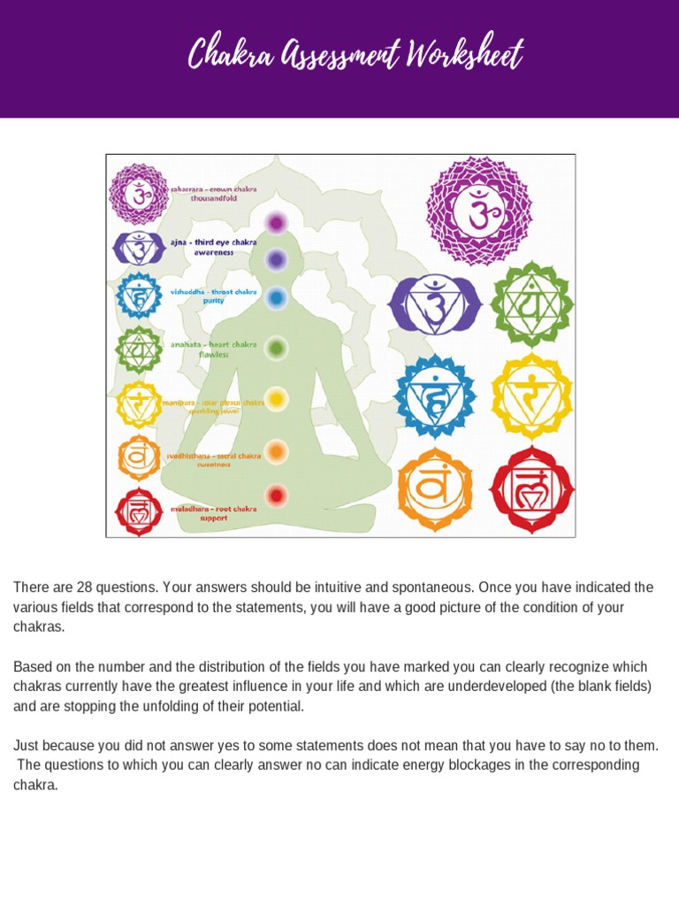 Chakra Assessment Worksheet | PDF