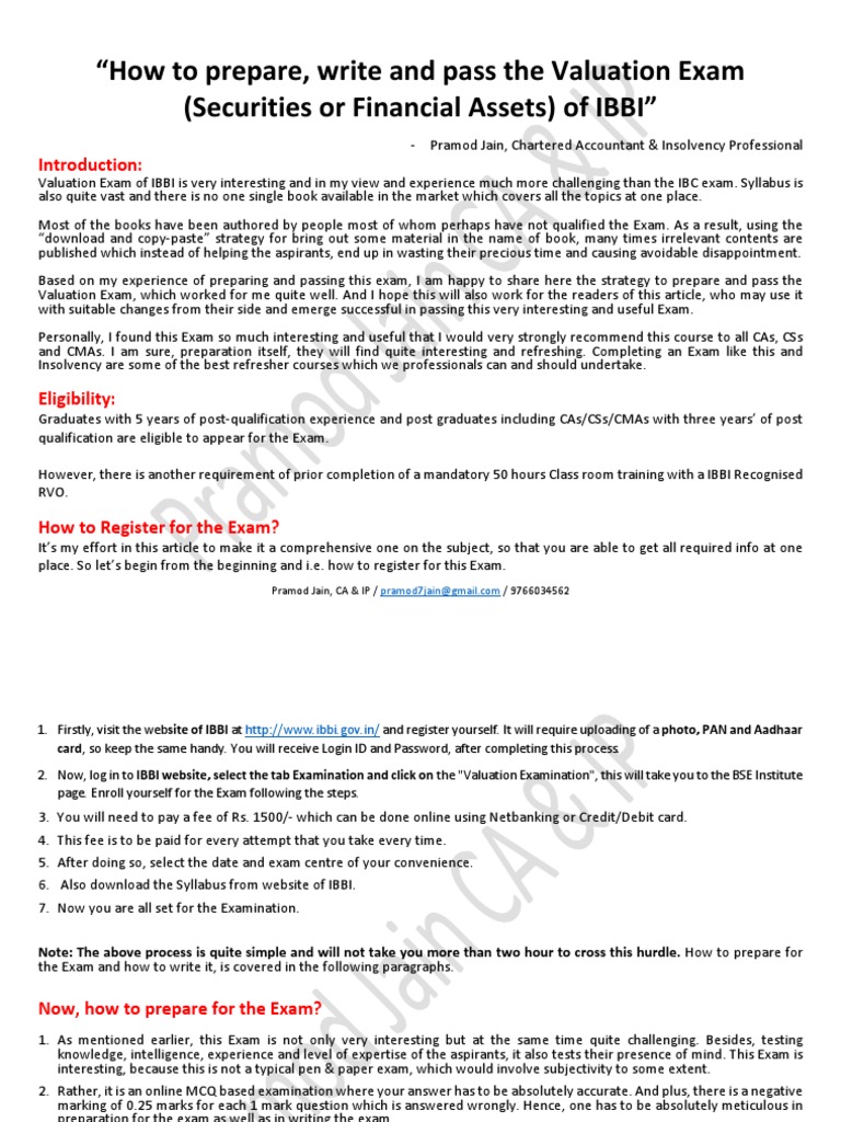 IBBI Valuation Exam Preparation Guide | PDF | Real Estate Appraisal ...