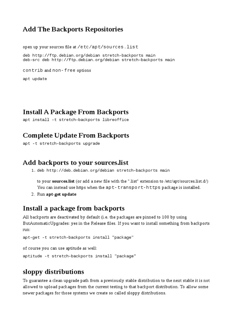 Add The Backports Repositories | PDF | Software | System Software