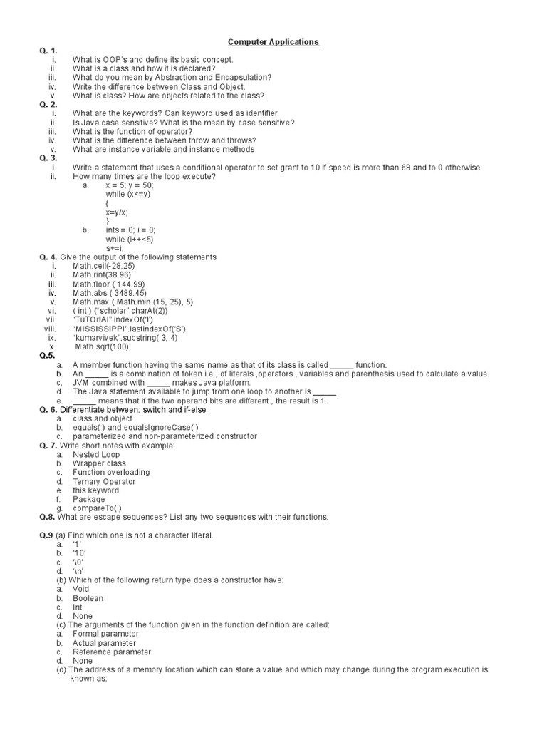 Practise Model Papers | PDF | Parameter (Computer Programming) | Subroutine