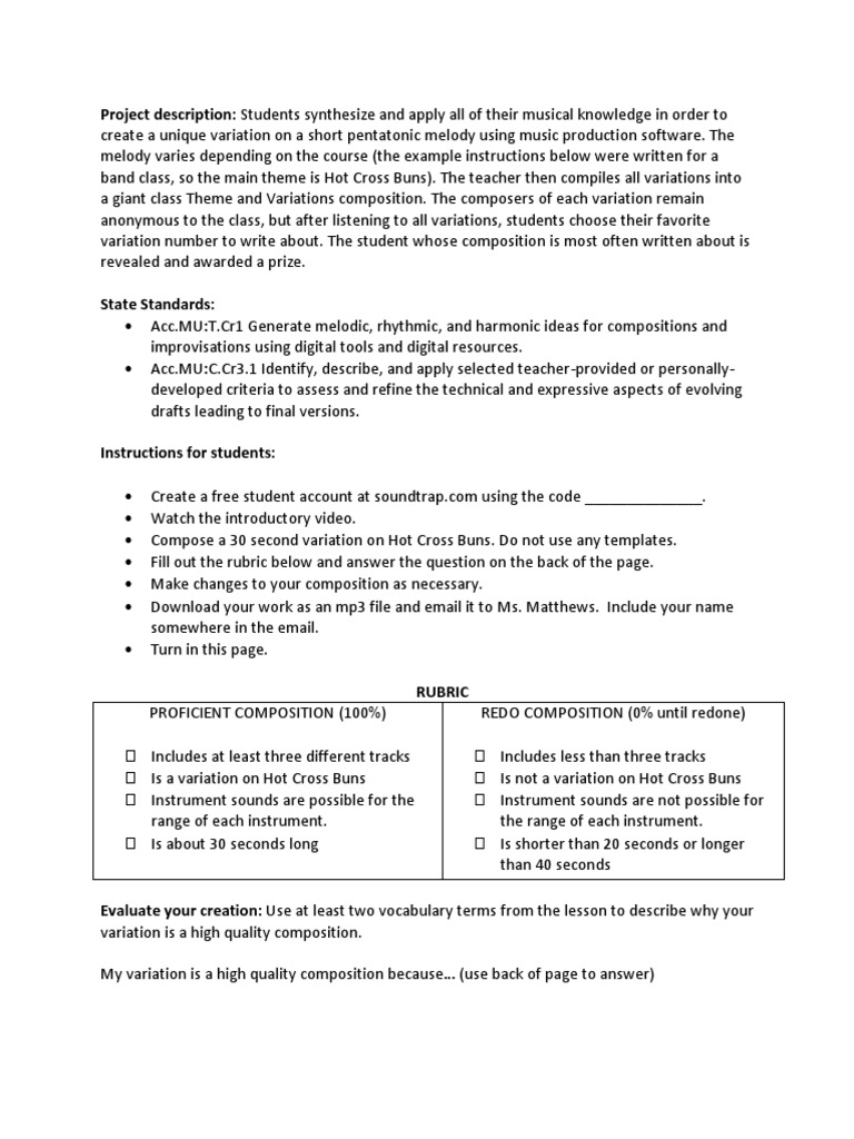 High School Composition Project | PDF | Musical Compositions ...