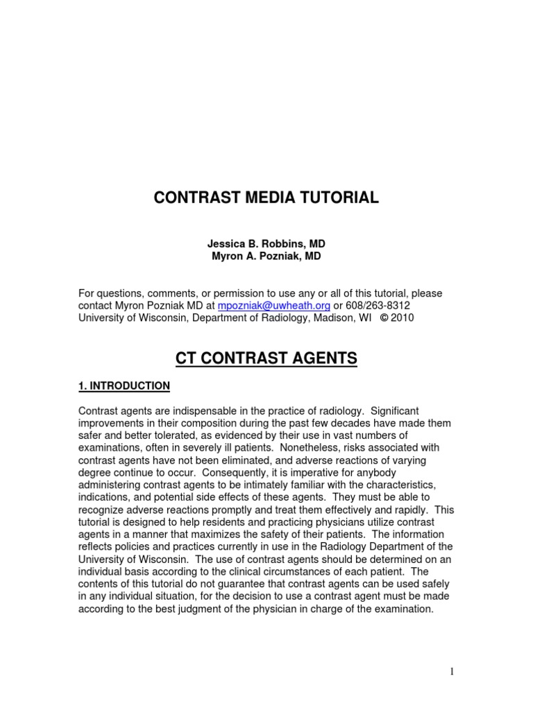Contrast Agents Tutorial | PDF | Renal Function | Creatinine