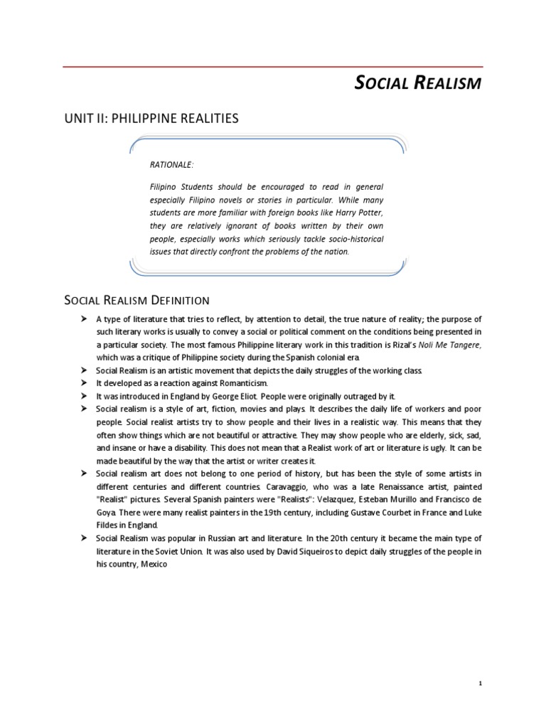 Social Realism Handout | PDF | Realism (Arts) | Feminism