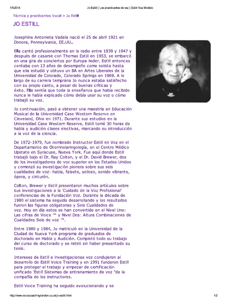 Jo Estill - Los Practica... Voz - Estill Voz Modelo | PDF