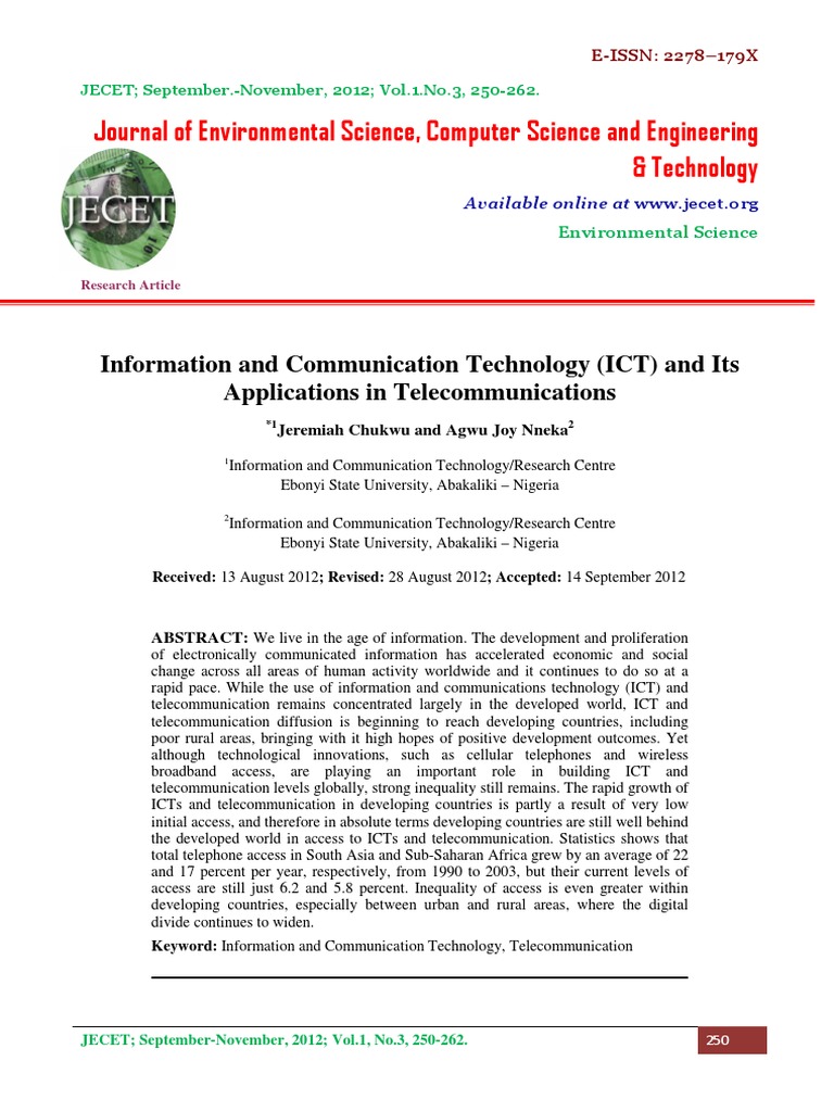 Journal of Environmental Science, Computer Science and Engineering ...