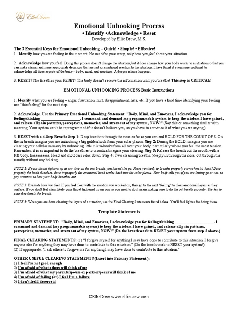 Emotional Unhooking Process | PDF | Feeling | Emotions