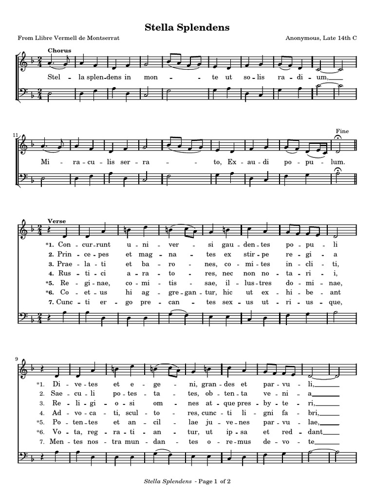Partitura de Stella Splendens | PDF