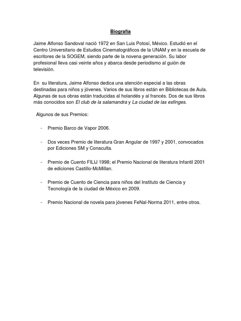 Biografia Jaime Alfonso Sandoval | PDF