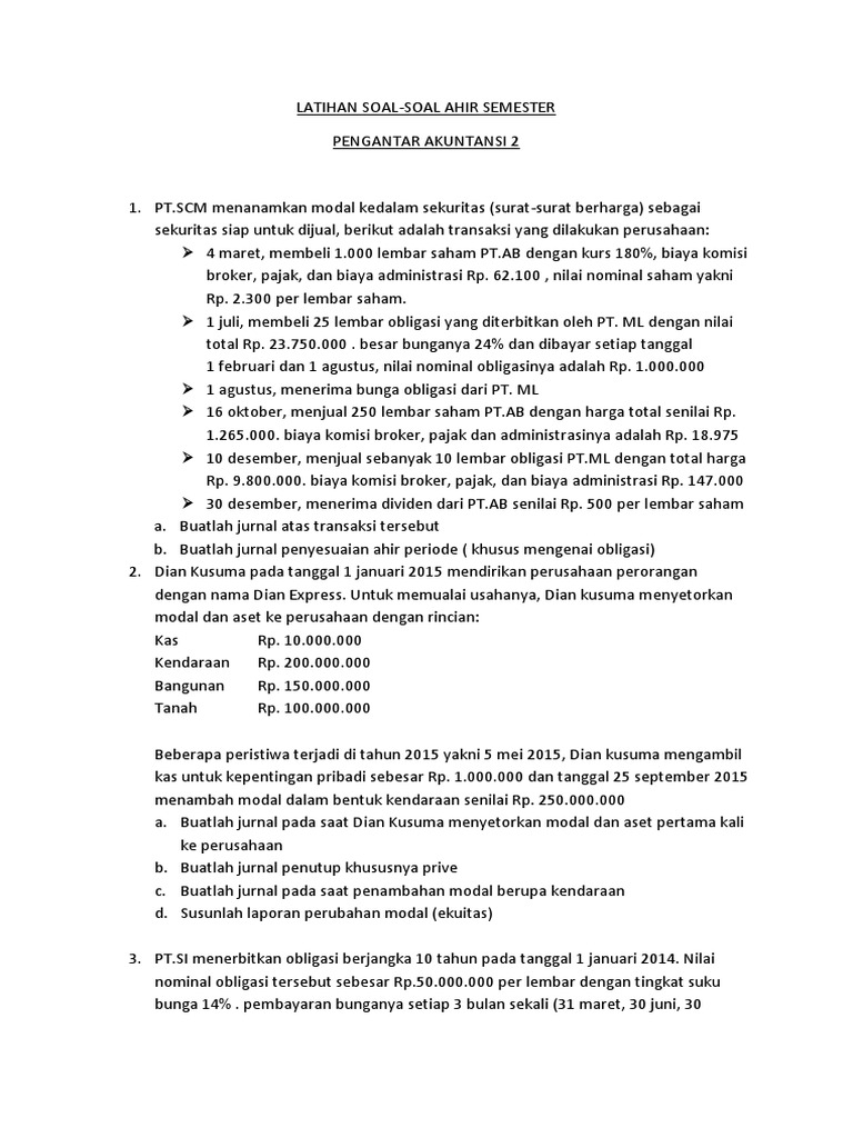 Latihan Soal Uas Akuntansi | PDF