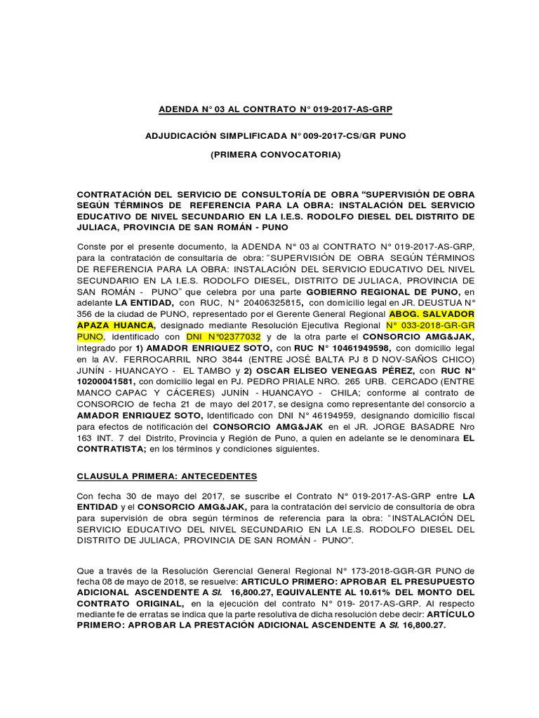 Modelo Adenda Super 03 | PDF | Perú | Business