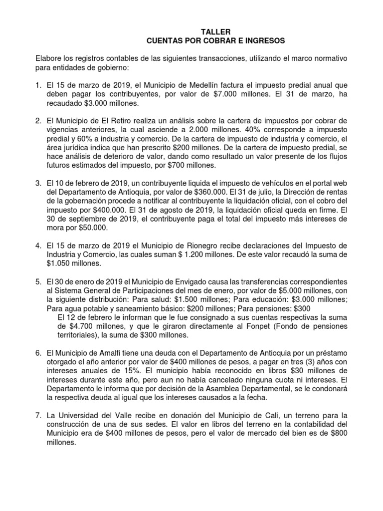 Ejercicios CXC e Ingresos | PDF | Euro | Impuestos