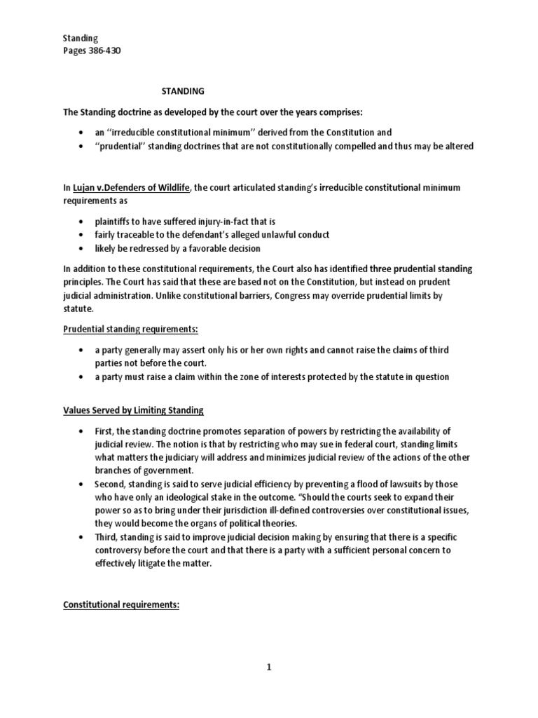 Understanding Legal Standing Doctrine | PDF | Standing (Law) | Federal ...
