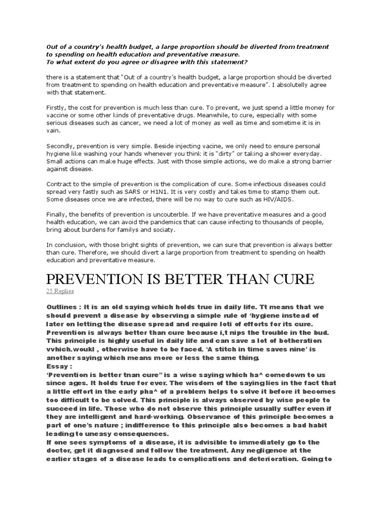 Importance of Prevention in Healthcare | PDF | Preventive Healthcare | Cure