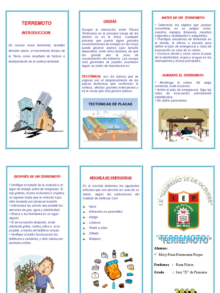 triptico terremoto | Temblores | Naturaleza