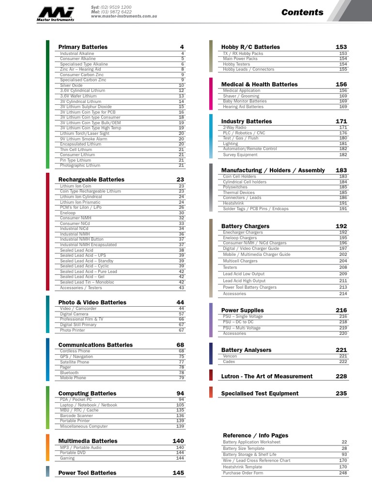 Master Instruments Battery Guide (MI2010-01-Primary - 4) | PDF ...