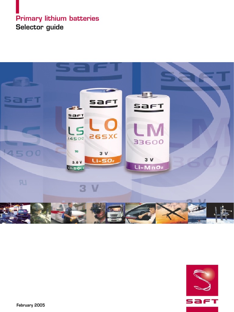 SAFT Primary Lithium Selector Guide - 2005-03 | PDF | Rechargeable ...