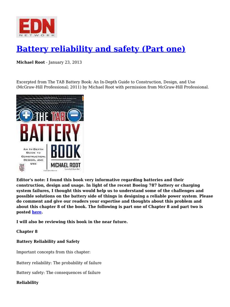 Battery Reliability and Safety | PDF | Rechargeable Battery | Standard ...