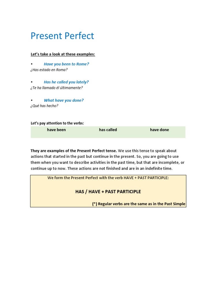 Prepositions & Present Perfect | PDF | Languages | Language Arts ...