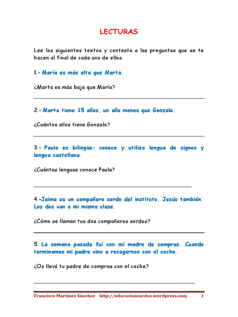 Preguntas de Comprensión de Textos | PDF | Idiomas