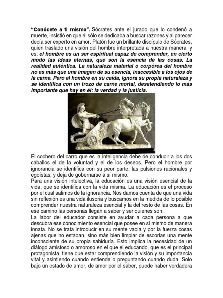 Conócete A Ti Mismo | PDF | Platón | Sócrates