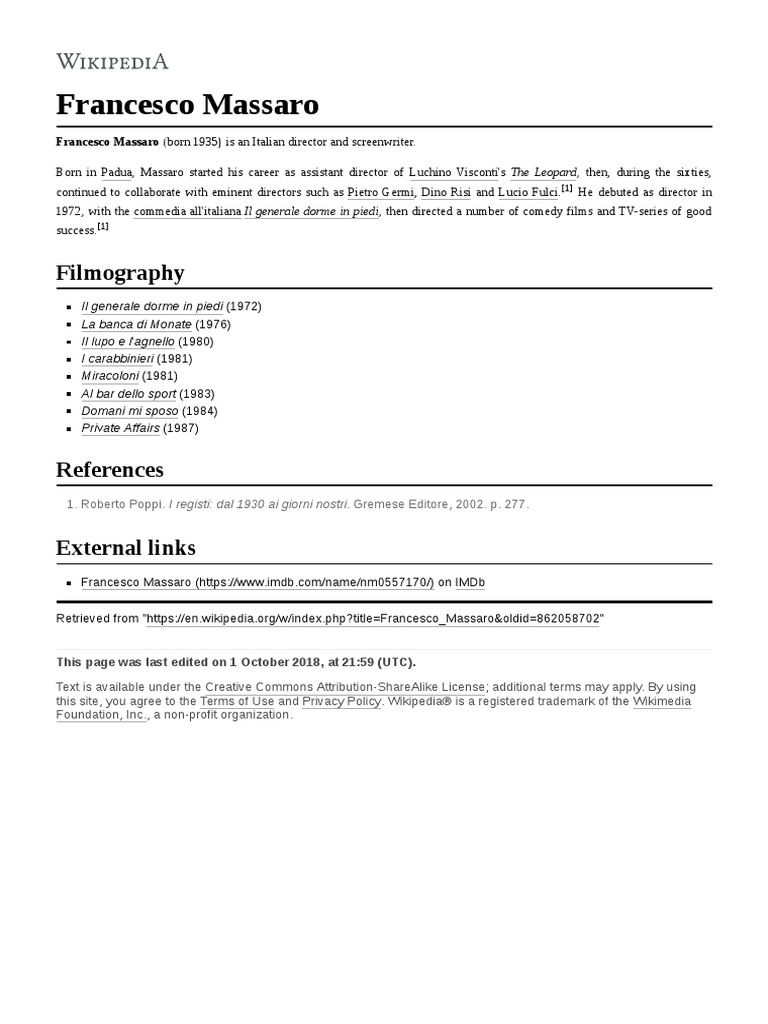 Francesco Massaro: Filmography | PDF