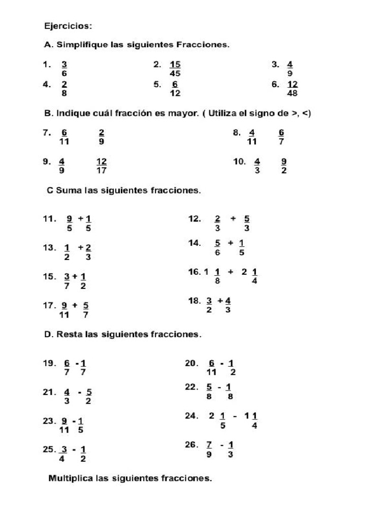 Prueba Fracciones | PDF