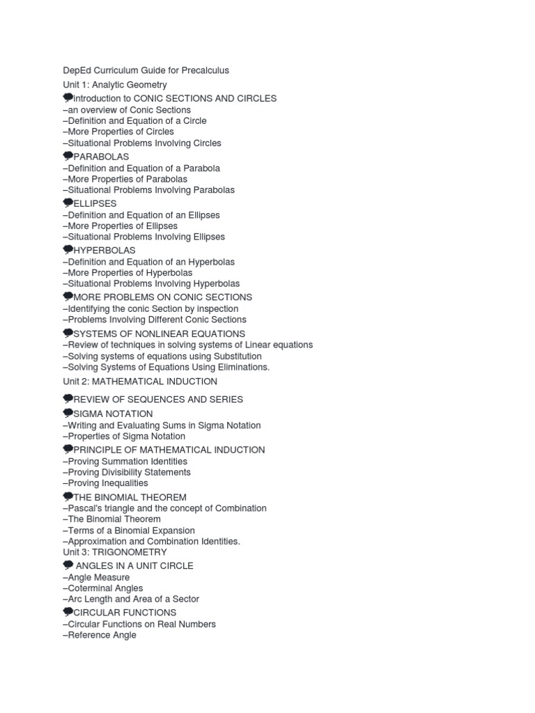 DepEd Curriculum Guide For Precalculus | PDF | Trigonometric Functions ...