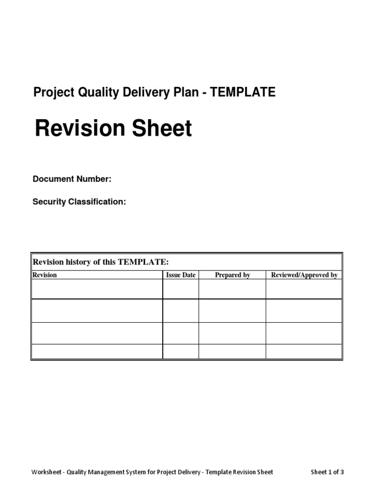Project Quality Delivery Plan Template | PDF | Project Management ...