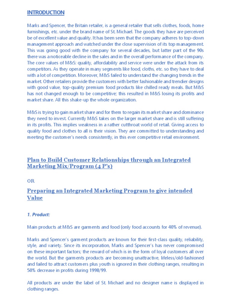 Case Study - M&S (Final) | PDF | Retail | Brand